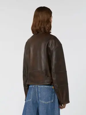 Max Mara Nappa Leather Biker Jacket