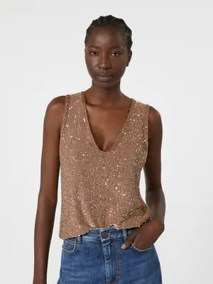 Max Mara Sequinned Knitted Top - Marron Glace'