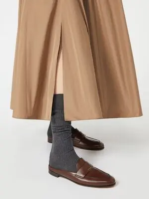 Max Mara Pleated Taffeta Flared Skirt