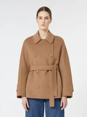 Max Mara Short Double-faced Wool Trench Coat