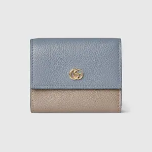 Gucci Bi-color Gg Marmont Mini Wallet Leather - Grey