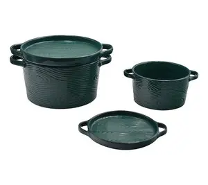 TEMP-TATIONS As Is Woodland Set Of Bakers With Deep Lids - One-color
