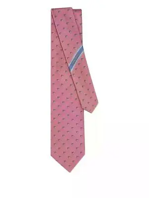 FERRAGAMO Gancini Silk Tie - Pink
