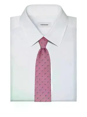 FERRAGAMO Gancini Silk Tie - Pink