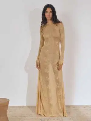 REISS Lace-knit Ruched Maxi Dress