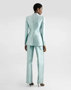 Dolce & Gabbana Double-breasted Shantung Silk Jacket - Blue