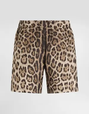 Dolce & Gabbana Mid-length Leopard- Swim Trunks