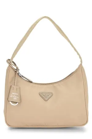 Prada Tessuto Re-Edition 2000 Hobo Mini Beige
