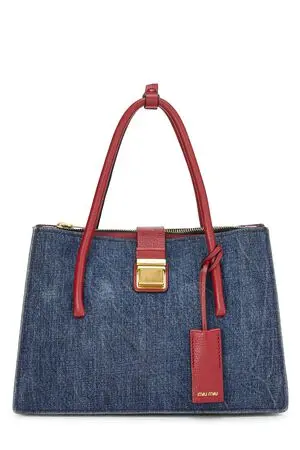 Miu Miu Denim Convertible Buckle Top Handle Bag - Red