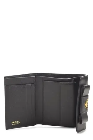 Prada Saffiano Bow Compact Wallet