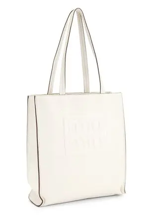 Miu Miu Calfskin Embossed Logo Tote