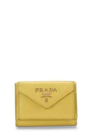 Prada Saffiano Compact Wallet - Yellow
