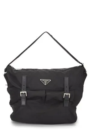 Prada Nylon Double Buckle Flap Messenger Bag