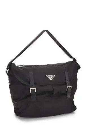 Prada Nylon Double Buckle Flap Messenger Bag