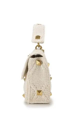 Valentino Garavani Knit Roman Stud Top Handle Bag