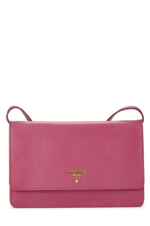 Prada Saffiano Wallet On Chain - Pink