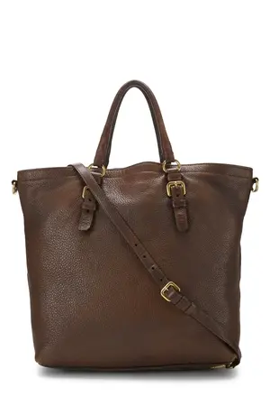 Prada Vitello Daino Convertible Tote - Brown