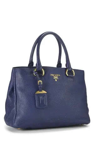 Prada Vitello Daino Convertible Tote - Blue