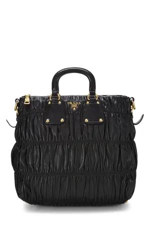 Prada Nappa Gaufre Convertible Handbag - Black