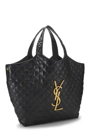Saint Laurent Lambskin Icare Shopping Tote - Black