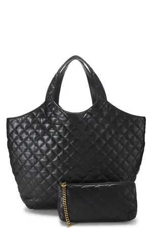 Saint Laurent Lambskin Icare Shopping Tote - Black