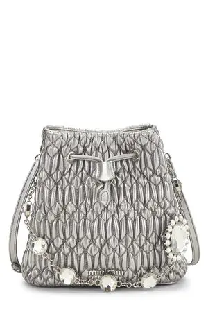 Miu Miu Nappa Crystal Drawstring Bucket Bag