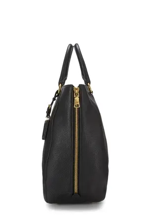 Prada Vitello Daino Side Zip Tote - Black