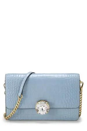 Miu Miu Embossed Crystal Solitaire Wallet On Chain - Blue