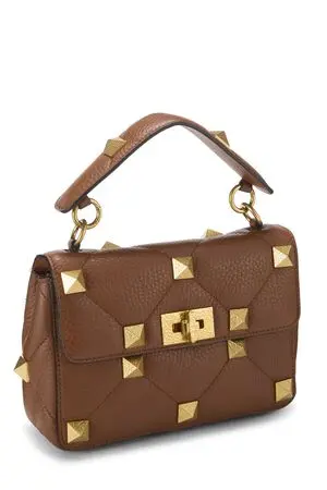 Valentino Garavani Leather Roman Stud Top Handle Bag