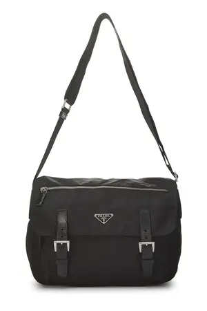 Prada Nylon Double Buckle Flap Messenger Bag