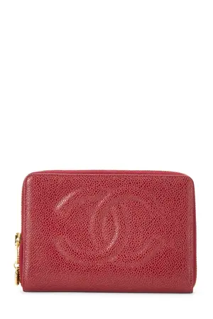 Chanel Caviar 'cc' Zip Around Wallet - Red