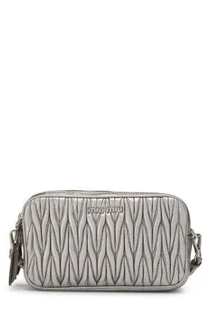 Miu Miu Nappa Double Zip Camera Crossbody Bag - Silver