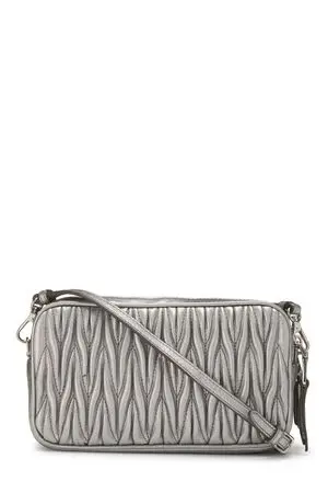 Miu Miu Nappa Double Zip Camera Crossbody Bag - Silver