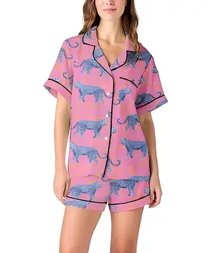 KATIE KIME Cosmic Cheetah Pajama Shorts Set - Pink
