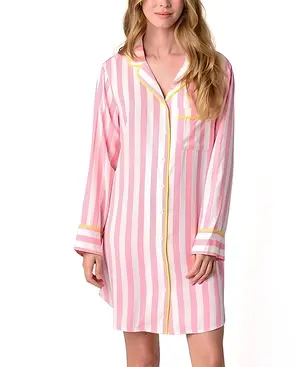 KATIE KIME Retro Stripe Sleep Shirt - Pink