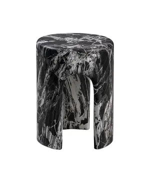 TOV FURNITURE Marisol Concrete Side Table - Black Marble
