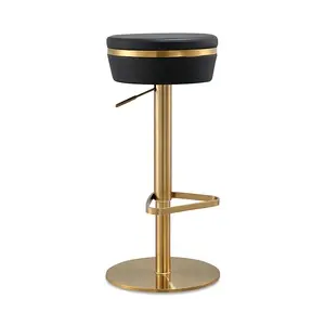 TOV FURNITURE Astro Performance Faux Leather Adjustable Stool - Black