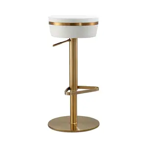 TOV FURNITURE Astro Performance Faux Leather Adjustable Stool - White