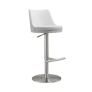 TOV FURNITURE Reagan Performance Faux Leather Adjustable Stool - White