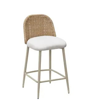 TOV FURNITURE Alexa Rattan Performance Fabric Outdoor Counter Stool - Natural