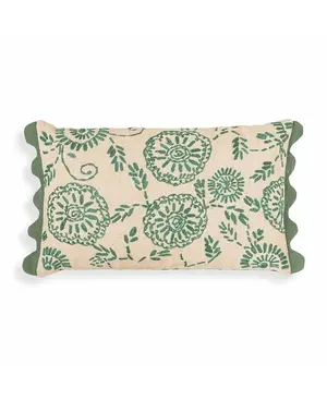 TOV FURNITURE Portia Embroidered Cotton Flex 20 X 12 Inch Accent Cushion - Aqua