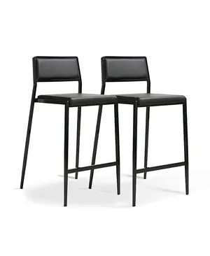 TOV FURNITURE Gale Performance Faux Leather Stackable Stool, Set Of 2 Black