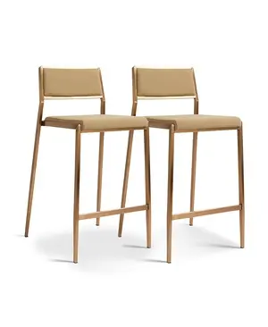 TOV FURNITURE Gale Performance Faux Leather Stackable Stool, Set Of 2 - Tan