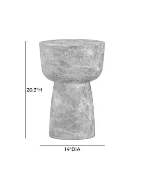 TOV FURNITURE Charra Marble Indoor/outdoor Side Table - Grey