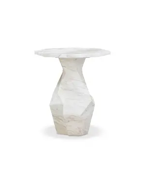 TOV FURNITURE Esme Faux Marble Indoor/outdoor Round Side Table - White