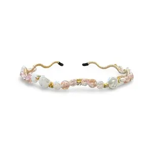 HEADBANDS OF HOPE Wavy Oyster Pearl Headband - Pink