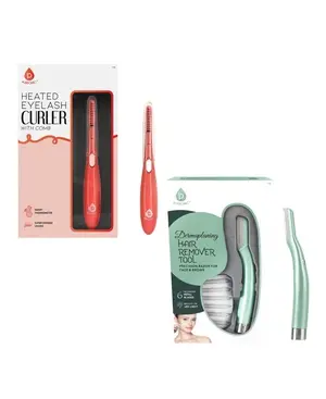 PURSONIC Beauty Duo Bundle – Heated Eyelash Curler With Comb + Precision Dermaplaning Hair Remover Tool For Flawless Lashes And Smooth Skin - Green