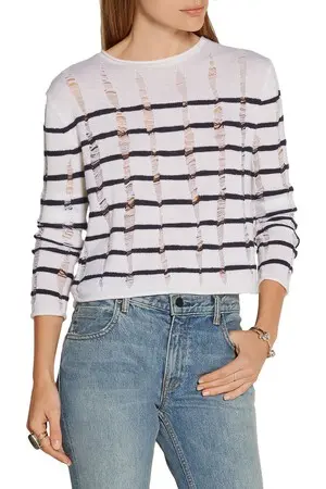 Alexander Wang Striped Open-knit Merino Wool Sweater