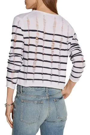 Alexander Wang Striped Open-knit Merino Wool Sweater
