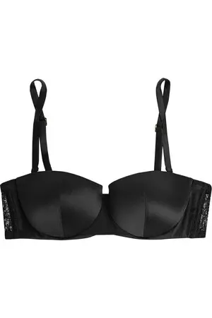 La Perla Feline Chic Satin And Embroidered Tulle Balconette Bra - Black